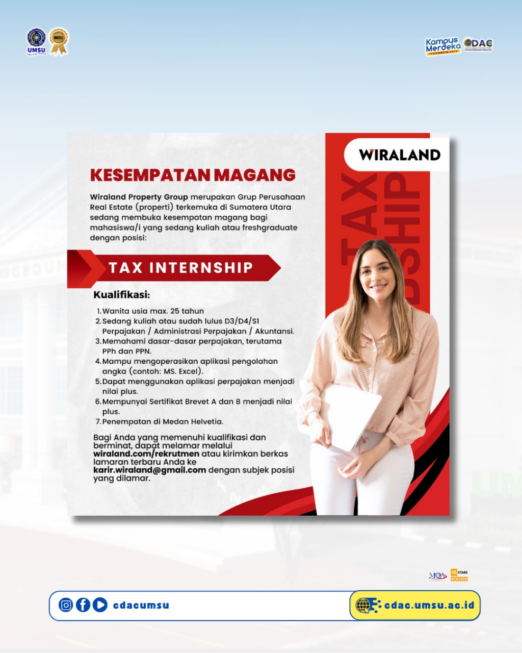 Loker Wiraland - Juli 2024 - CDAC UMSU